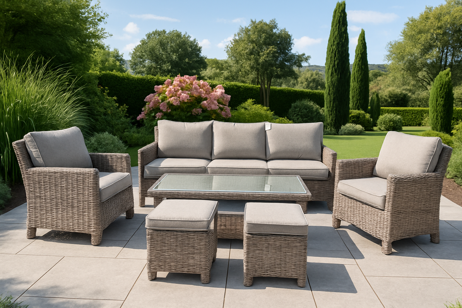 Madrid 3 Seater Lounge Set With Adjustable Table – Choice Stores