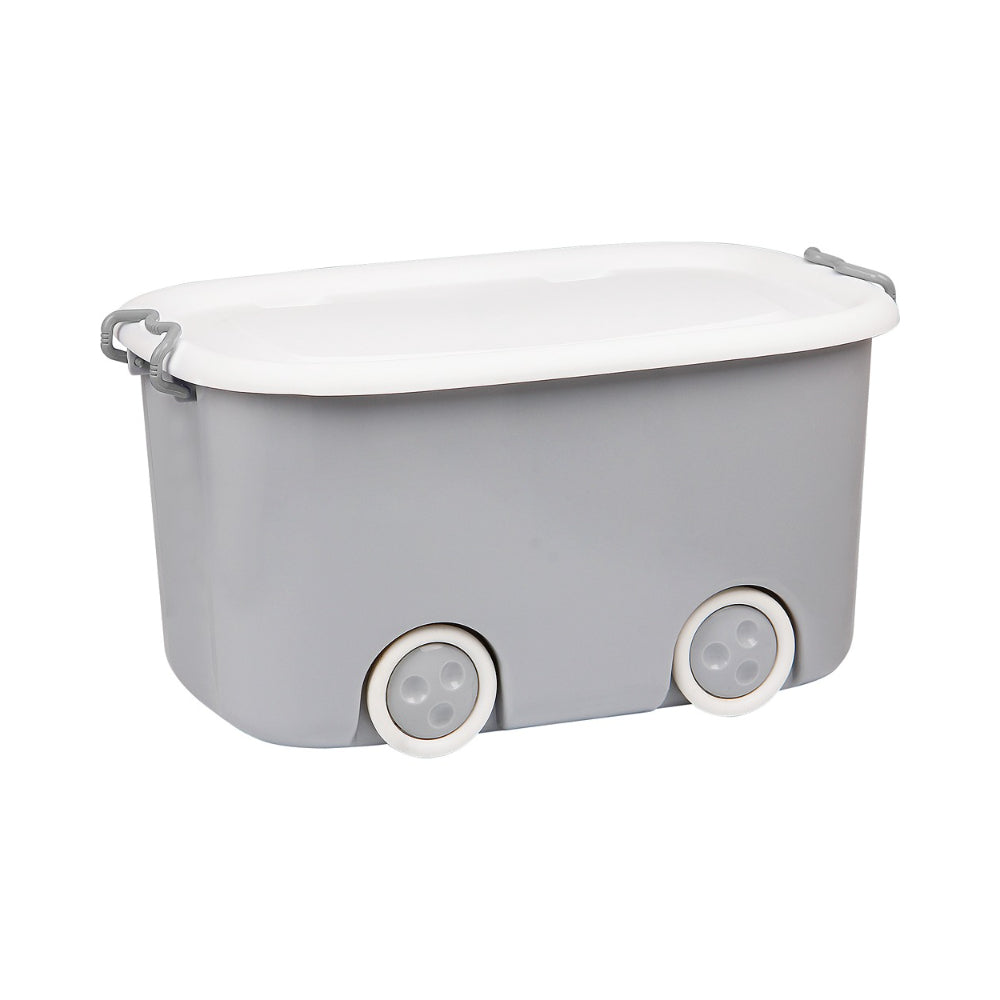 Rolling Storage Box with Wheels | 45 Litre Capacity, Grey and White ...