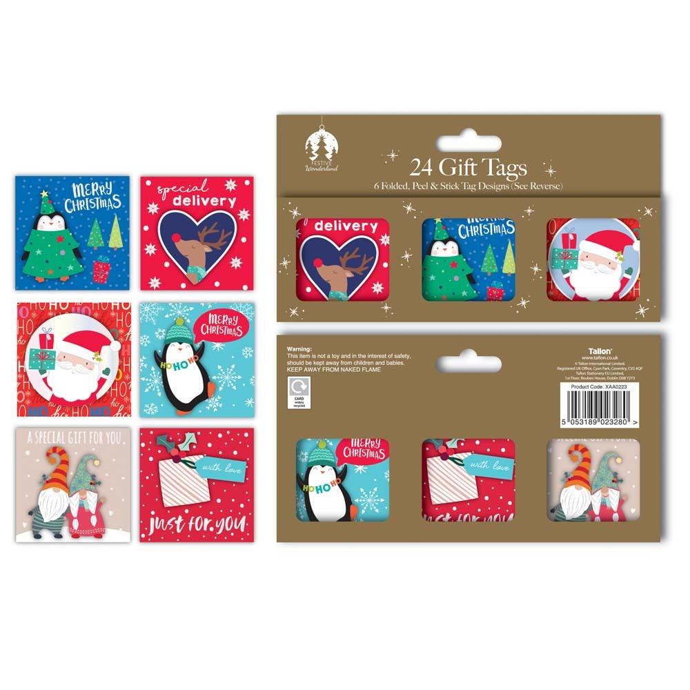 Festive Wonderland Self Adhesive Christmas Gift Tags Cute | Pack of 18 ...