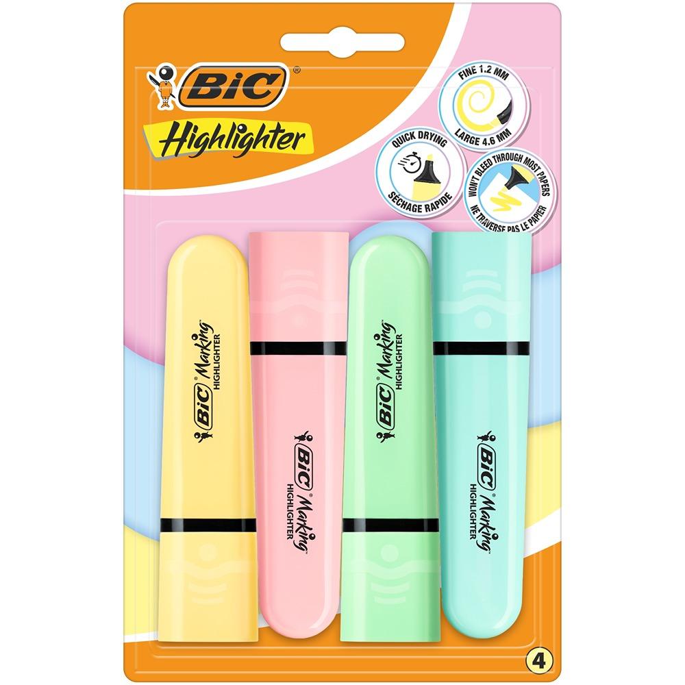 BIC Vibrant Colour-Coded Highlighter Pack | Dual-Tip Design, 4 Pack ...