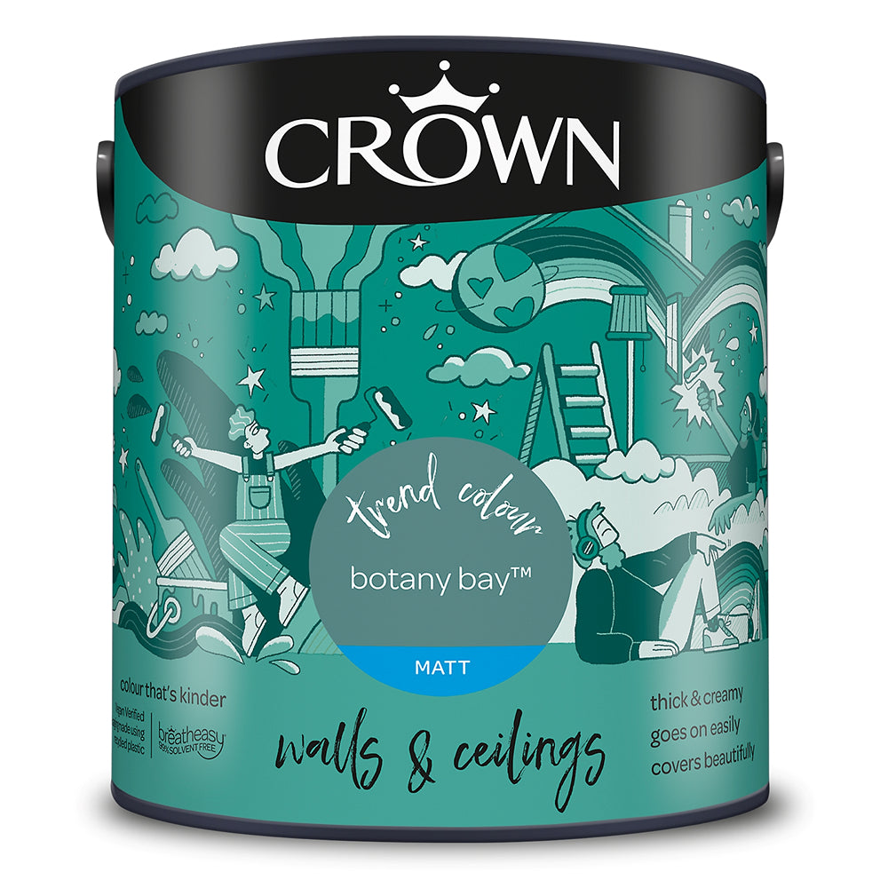 Crown Paint Matt Botany Bay Emulsion Paint | 2.5L, Walls and Ceilings ...