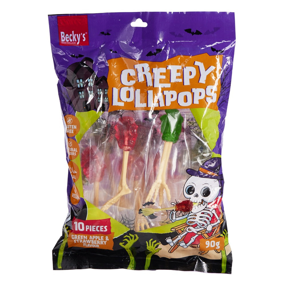 Halloween Creepy Tasty Bones Lollipop | 90 g, Pack of 10, Apple & Stra ...