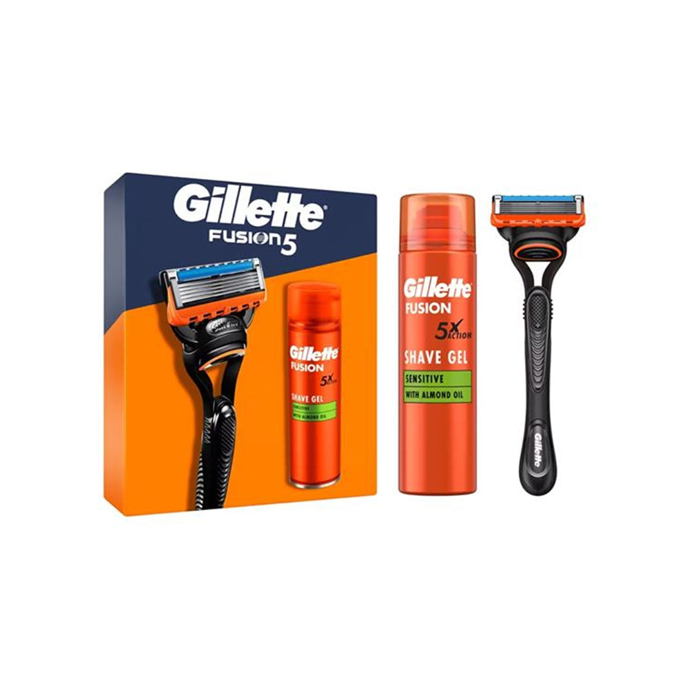 Gillette Fusion 5 Razor Gift Set | 2 Pieces, Sensitive Shave Gel ...